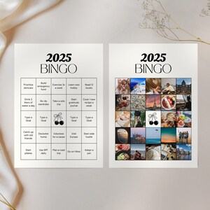 New Years Bingo Vision Board Cards, Minimalist 2025 Bingo, Printable ...
