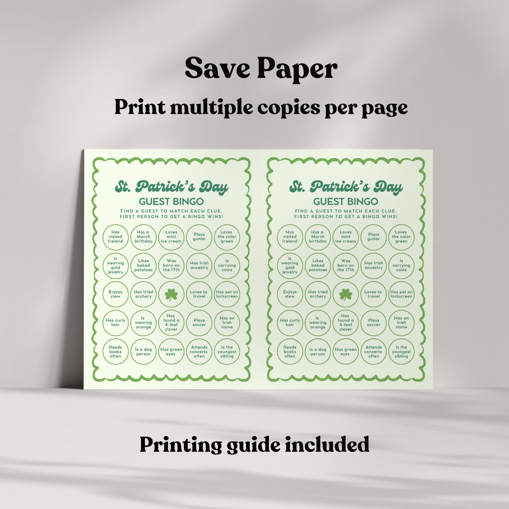 St Patricks Bingo Game, Printable St Paddys Party Activity, Find the ...