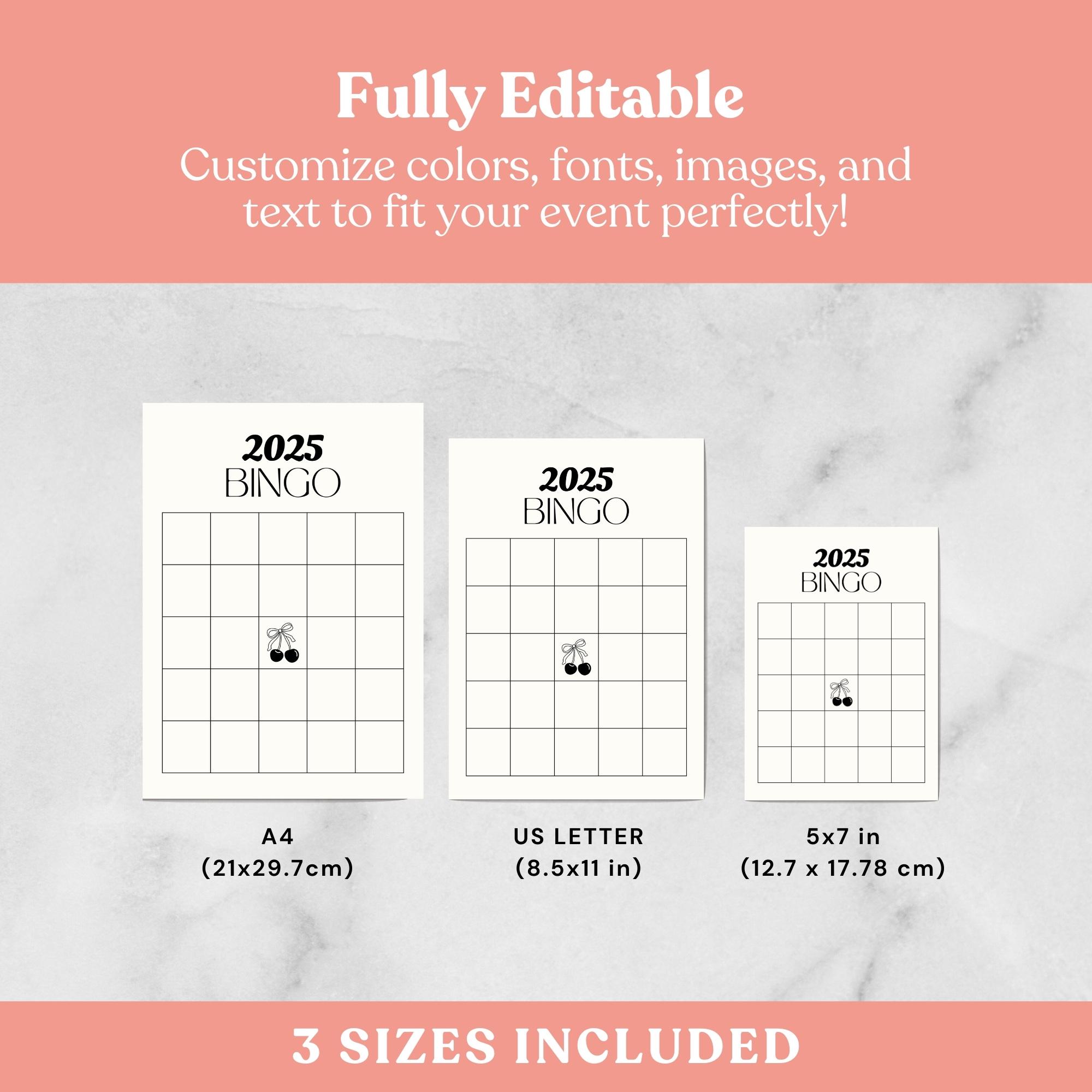 New Years Bingo Vision Board Cards, Minimalist 2025 Bingo, Printable ...