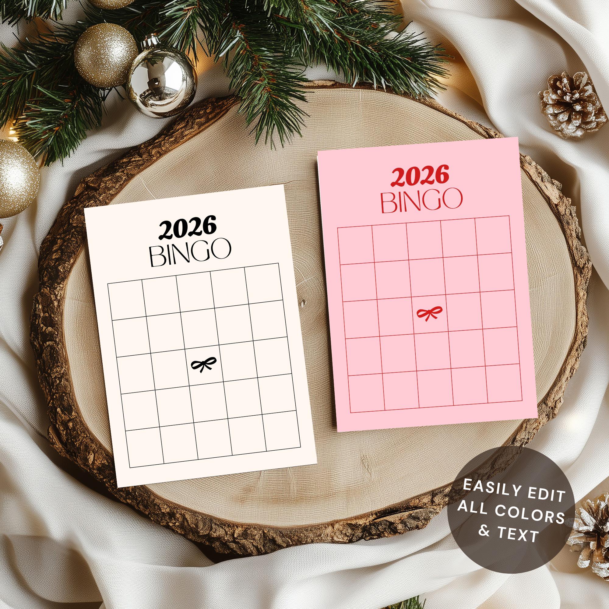 2026 Bingo Cards: New Years Eve Bingo Game & Vision Board Photo ...
