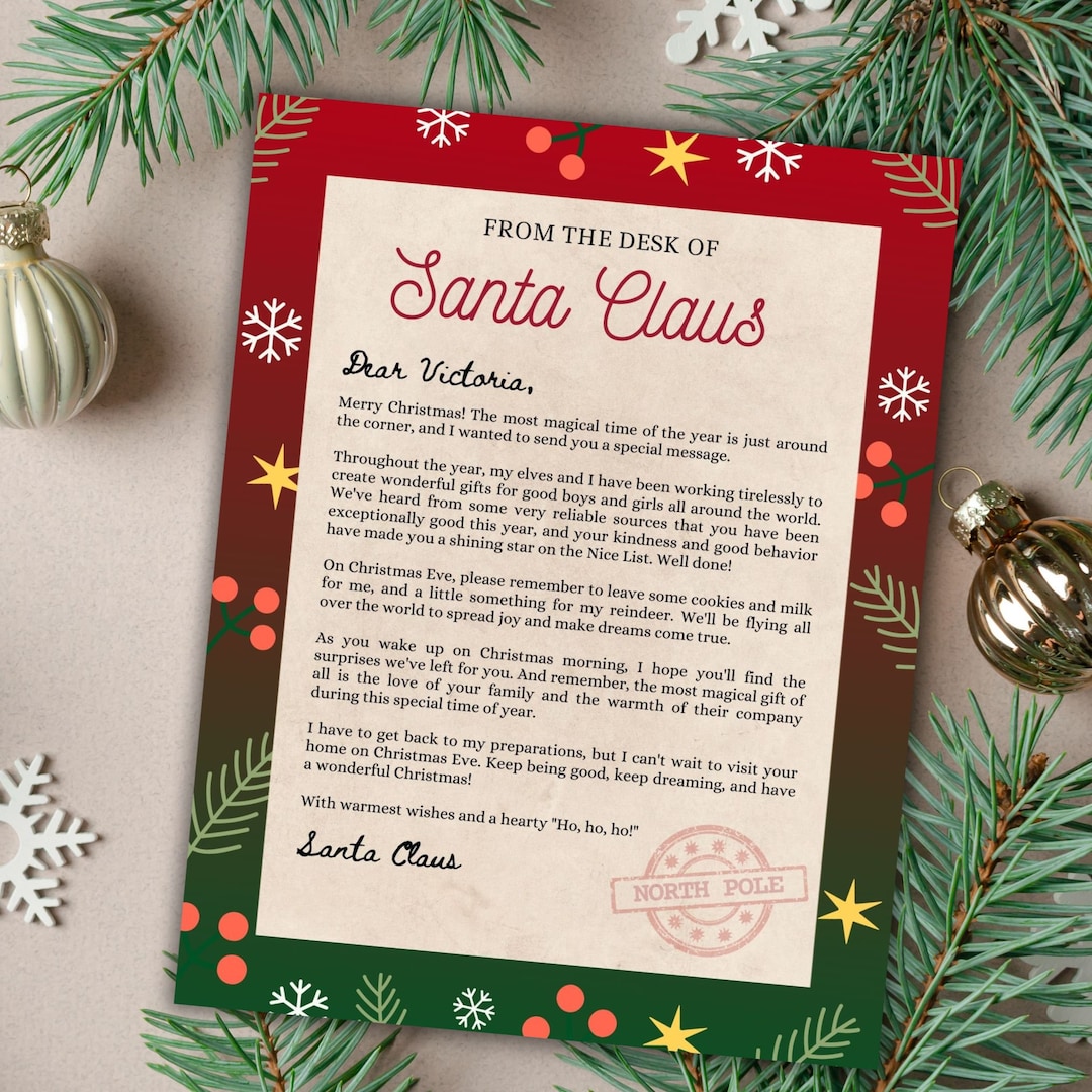 Santa Letter Template, Personalized Christmas Letter for Kids, Editable ...