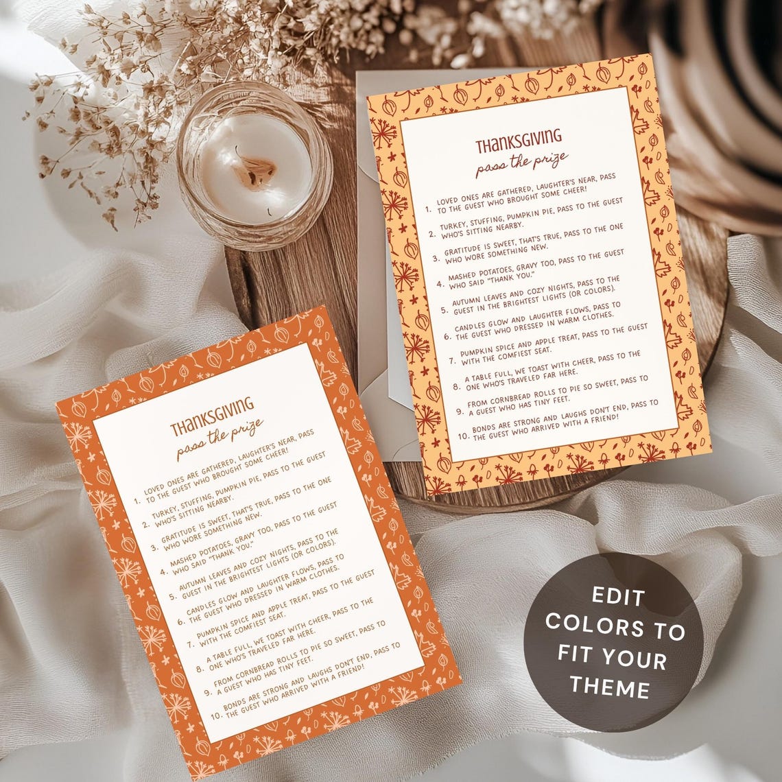 Thanksgiving Pass the Prize Game, Friendsgiving Pass the Gift Game ...