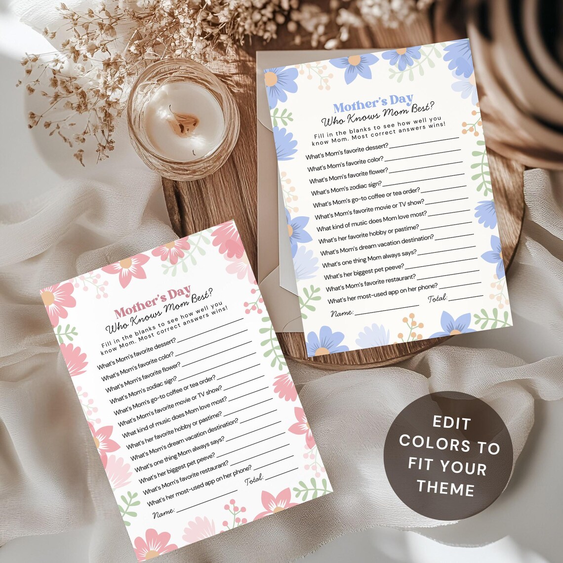 Mothers Day Trivia Game Template, Editable Who Knows Mom Best Game ...