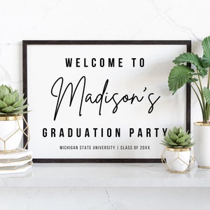 Editable Graduation Welcome Sign Template - Customizable Grad Poster ...
