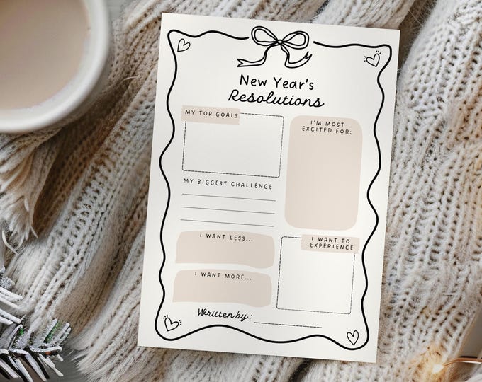 New Years Resolution Card, 2026 Goal Setting Activity, Printable Vision ...