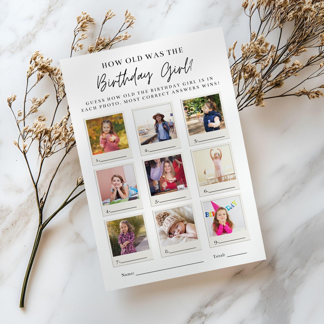 How Old Was the Birthday Girl Party Game, Fun Guessing Game Template ...