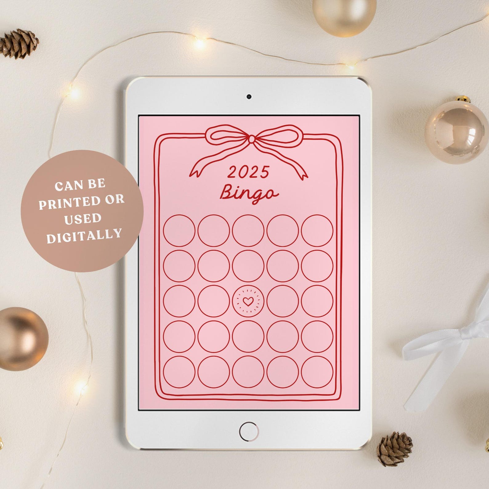 New Years Bingo Card, 2025 Vision Board Bingo Template, Coquette NYE ...