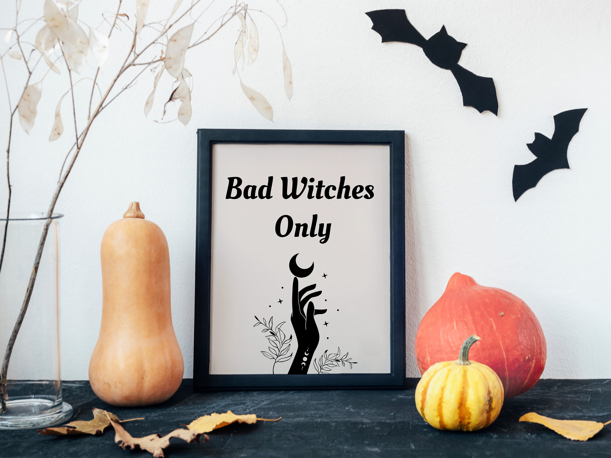 Bad Witches Only Sign, Editable Halloween Wall Art, Bad Witch Template ...