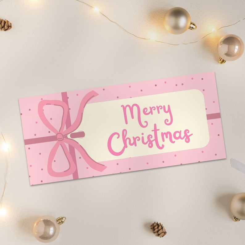 Pink Bow Christmas Gift Coupon Template, Editable Pink Christmas Gift ...