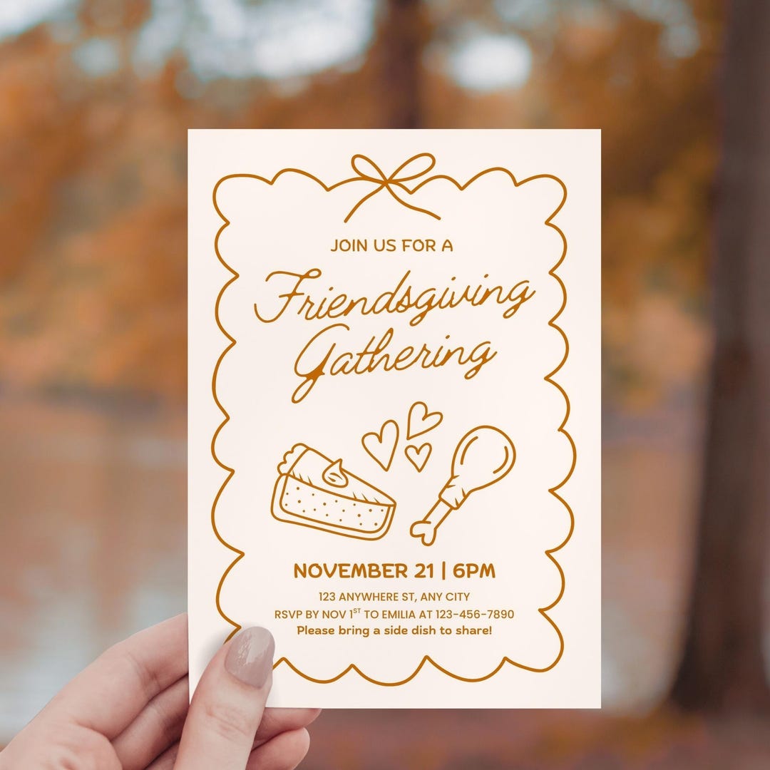 Friendsgiving Invitation: Editable Hand Drawn Thanksgiving Invite ...
