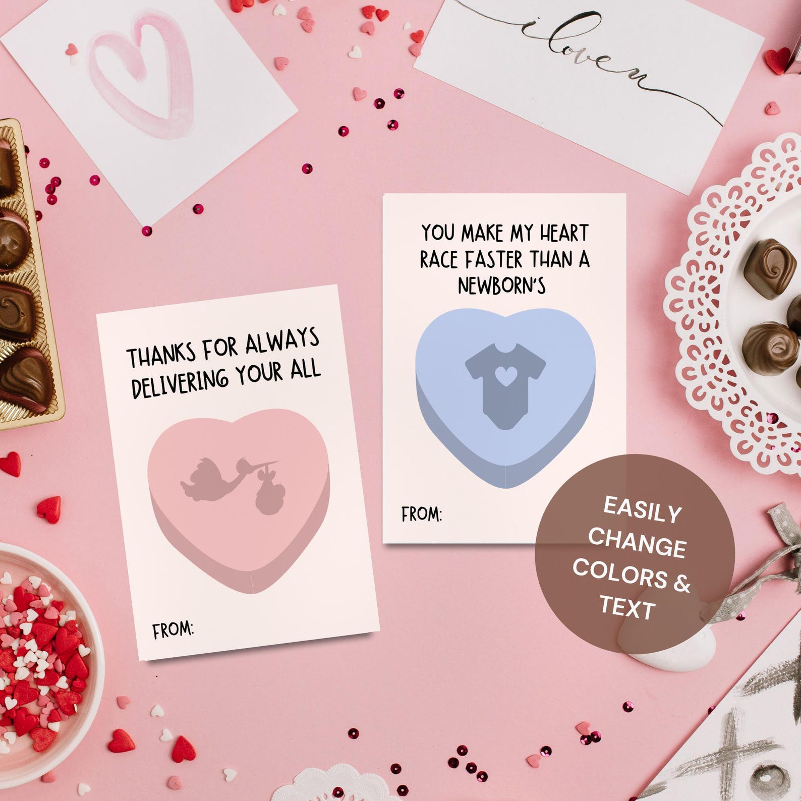Labor Nurse Valentine Cards, Printable OBGYN Valentines, Baby Delivery ...