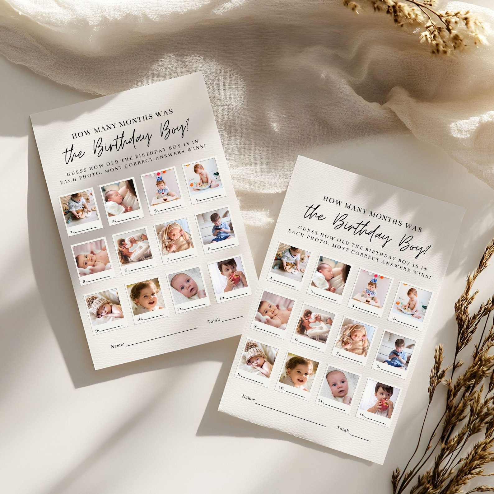 First Birthday Photo Guessing Game, Boys 12 Month Age Guess Game ...