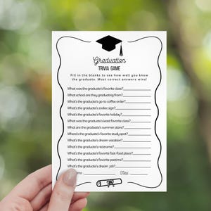Graduation Trivia Game Template, Editable Grad Party Quiz, Who Knows ...