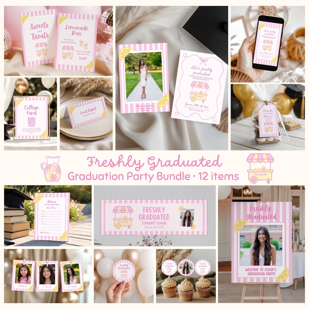 Freshly Graduated Party Bundle, Lemon Graduation Theme, Shes Freshly ...