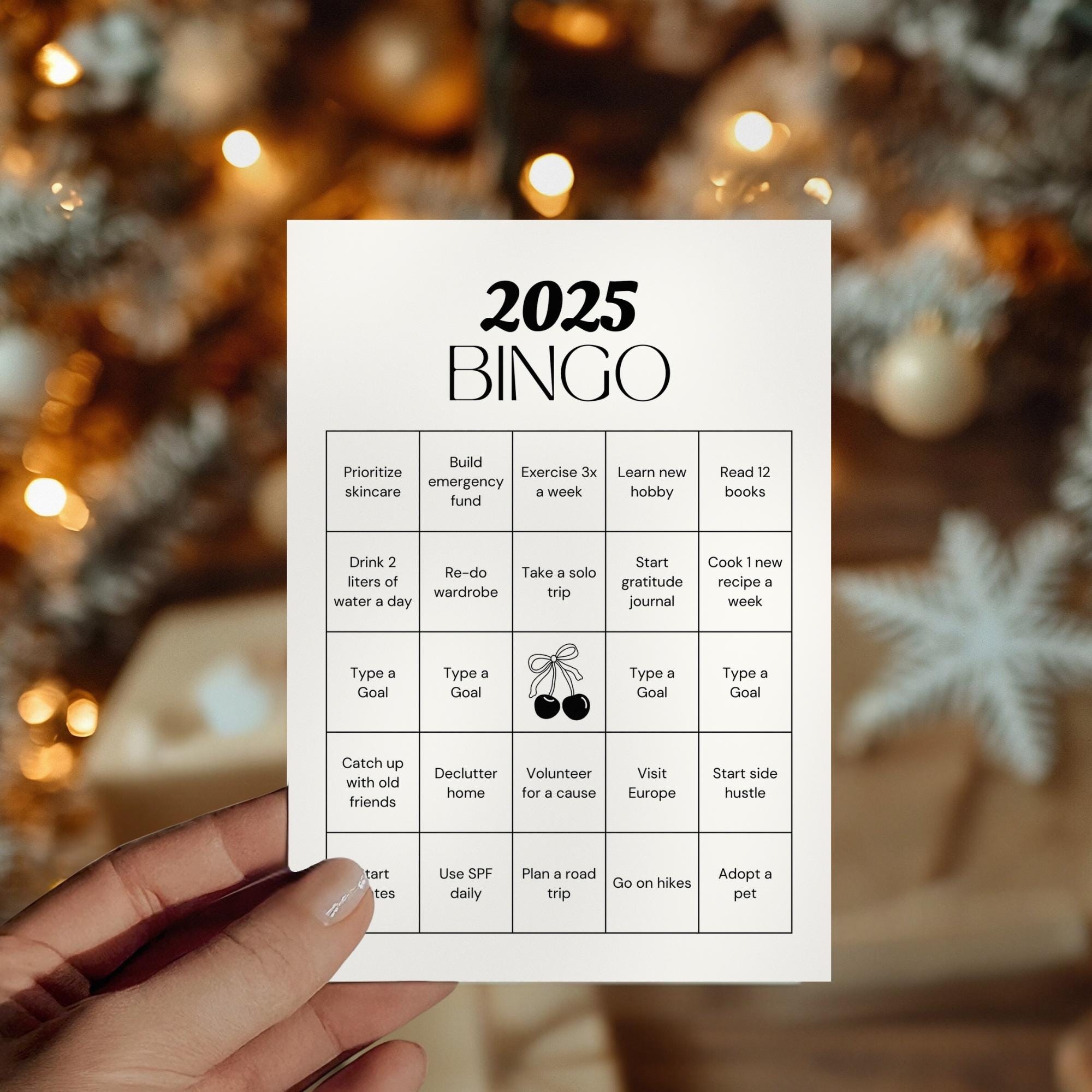 New Years Bingo Vision Board Cards, Minimalist 2025 Bingo, Printable ...