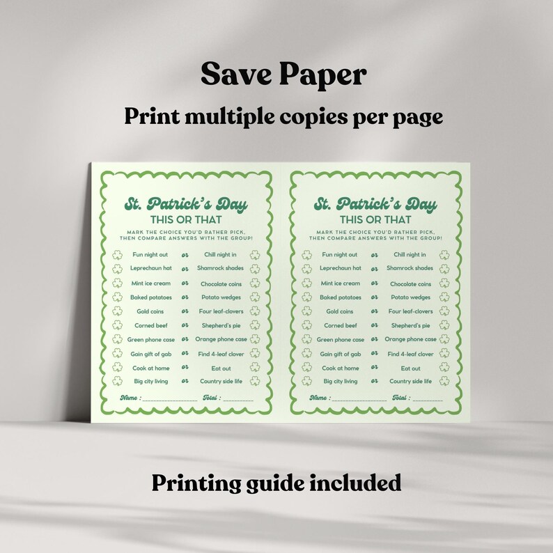 St Patricks This or That Game, Printable St Paddys Party Activity ...