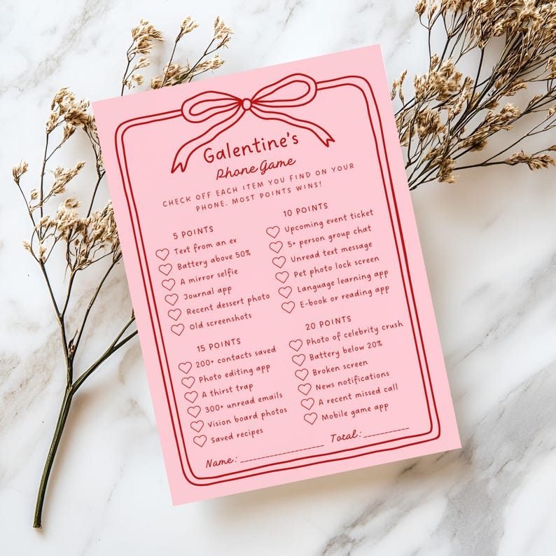 Galentines Phone Game, Whats on Your Phone Printable, Valentines Party ...