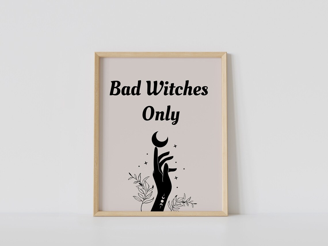Bad Witches Only Sign, Editable Halloween Wall Art, Bad Witch Template ...