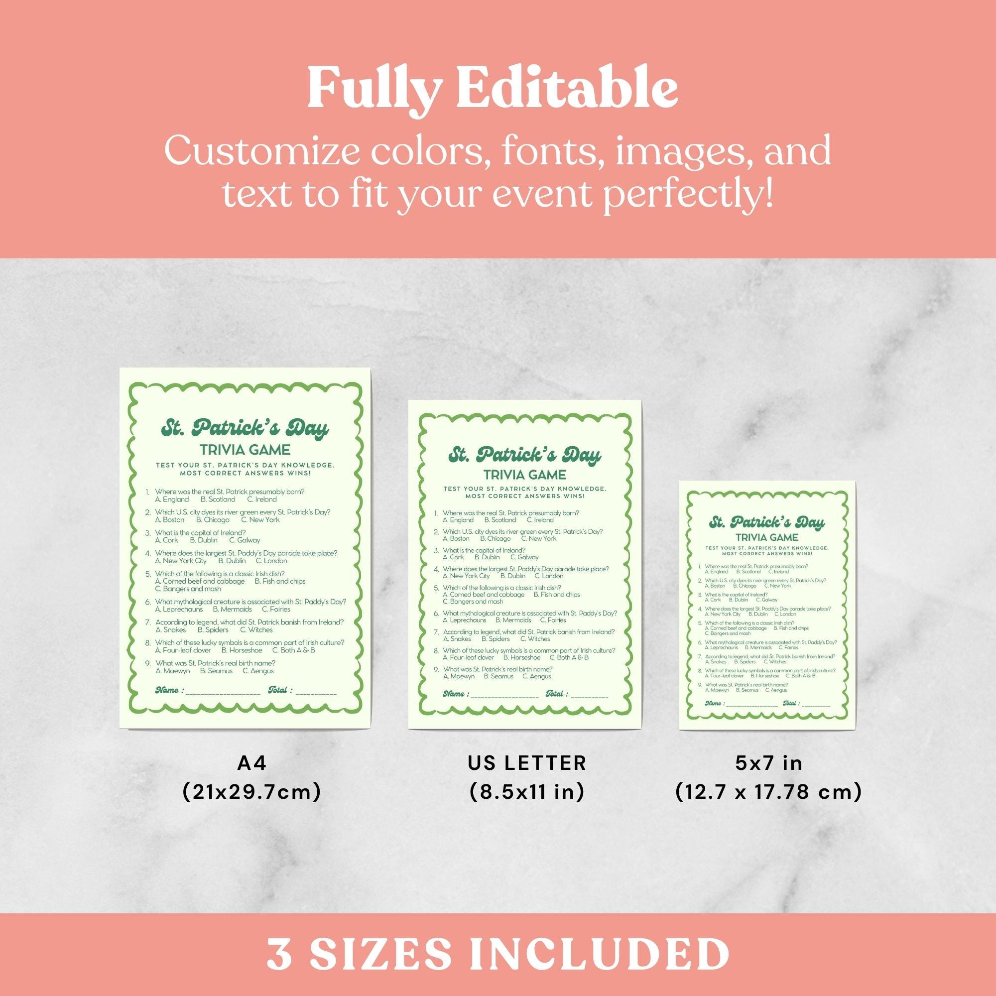 St Patricks Trivia Game, Printable St Paddys Party Game for Adults, Fun ...