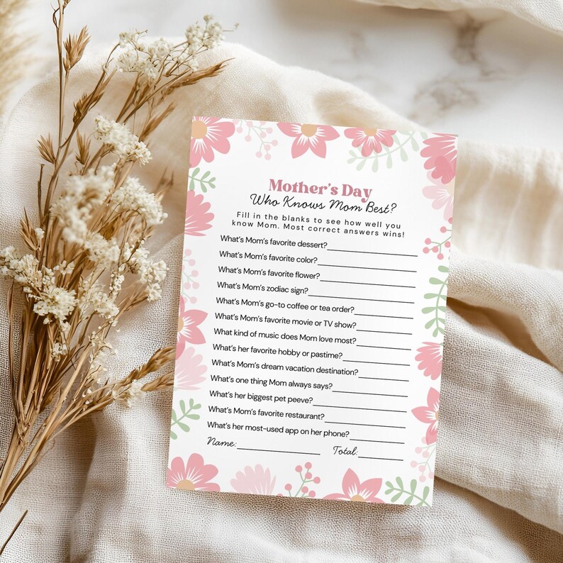 Mothers Day Trivia Game Template, Editable Who Knows Mom Best Game ...