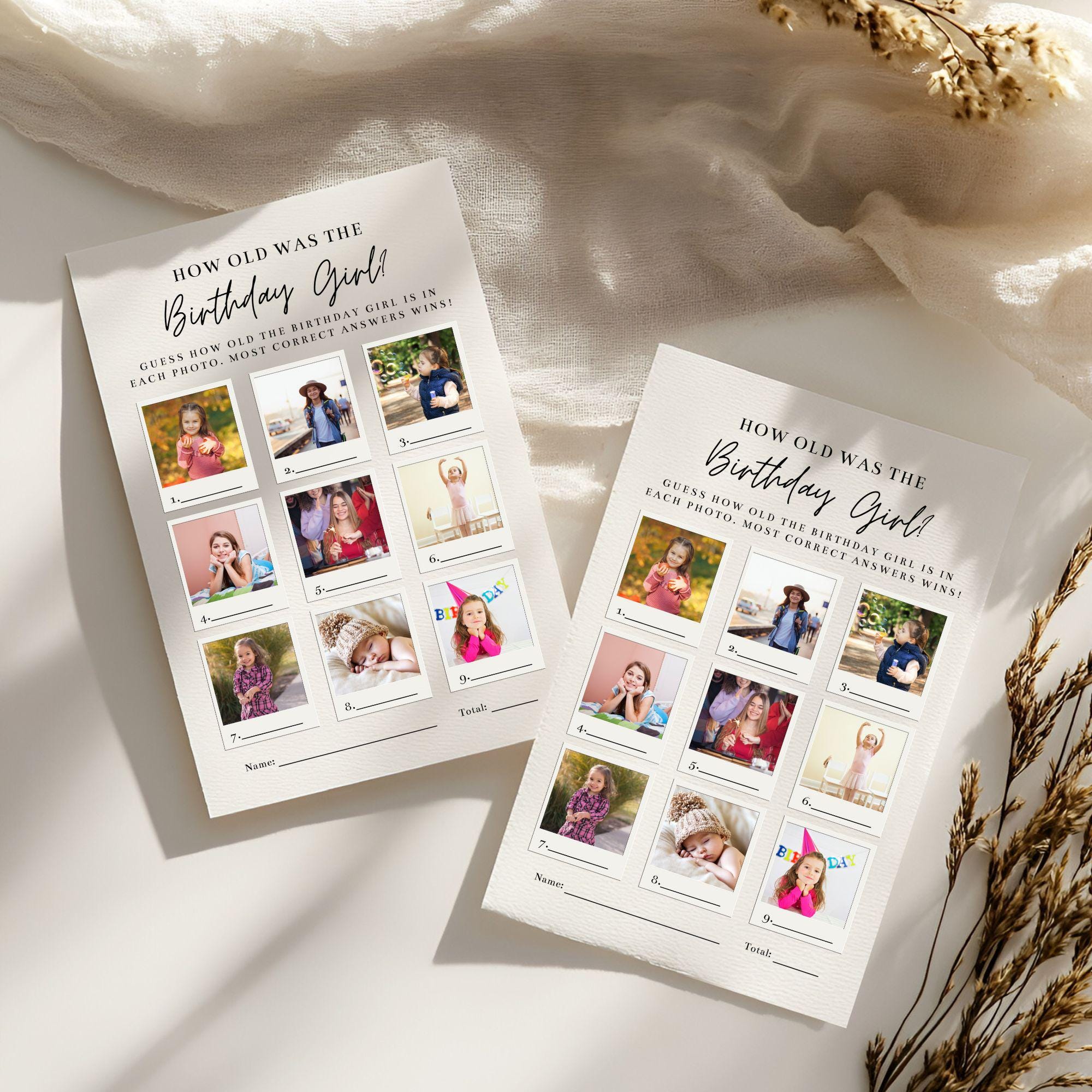 How Old Was the Birthday Girl Party Game, Fun Guessing Game Template ...