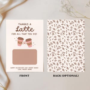 Valentine Coffee Gift Card Holder, Printable Teacher Gift Tag, Thanks a ...