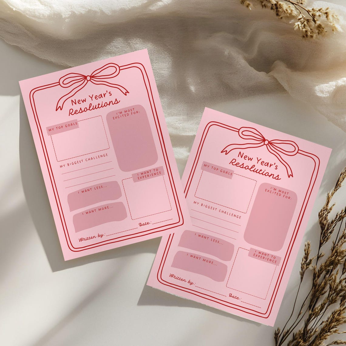 New Years Resolution Card, 2025 Goal Setting Activity, Printable Vision ...