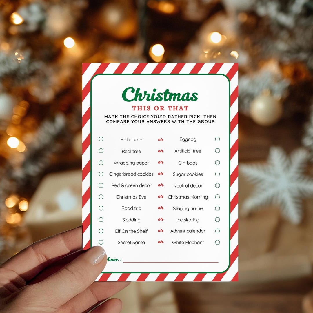 Christmas This or That Game, Printable Holiday Party Activity for Kids ...