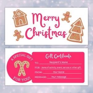 Holiday Gift Certificate Template, Christmas Gift Coupon, Editable ...