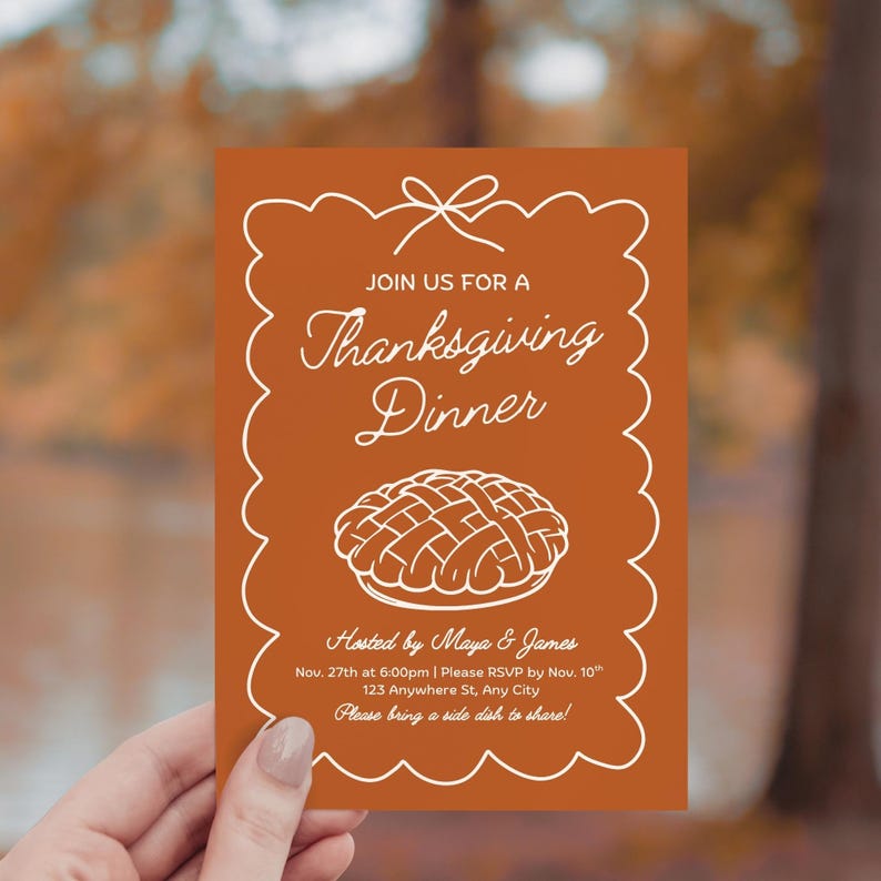 Thanksgiving Dinner Invitation, Editable Thanksgiving Invite With Hand ...