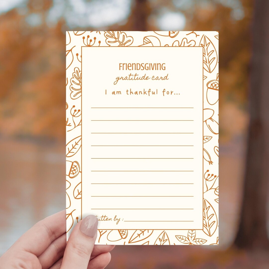 Friendsgiving Gratitude Cards, Printable Thanksgiving Gratitude Cards ...