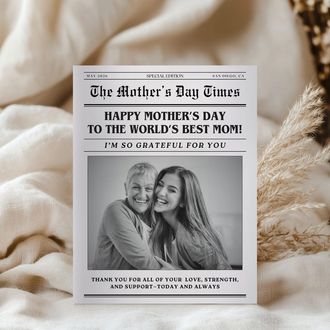 Mothers Day Newspaper Template, Editable Custom Mom Newspaper ...
