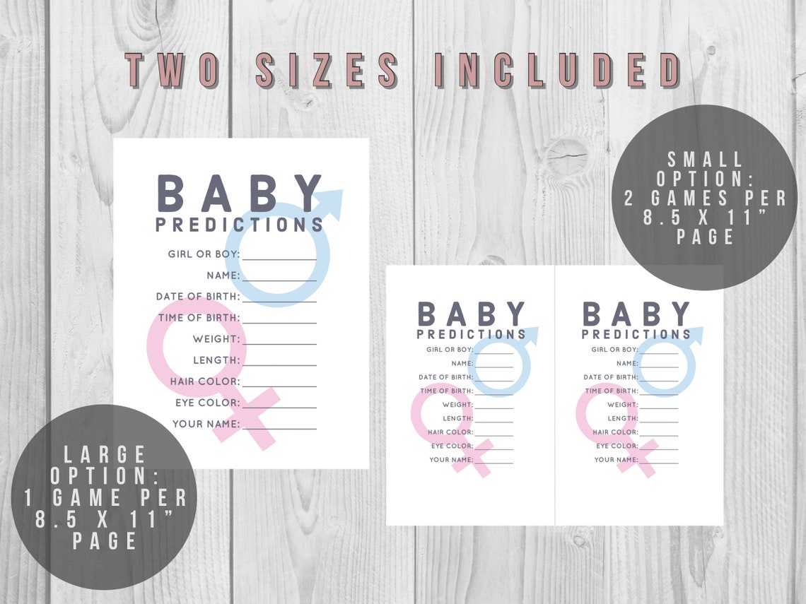 Gender Reveal Guess Game, Baby Prediction Cards, Gender Reveal Party ...