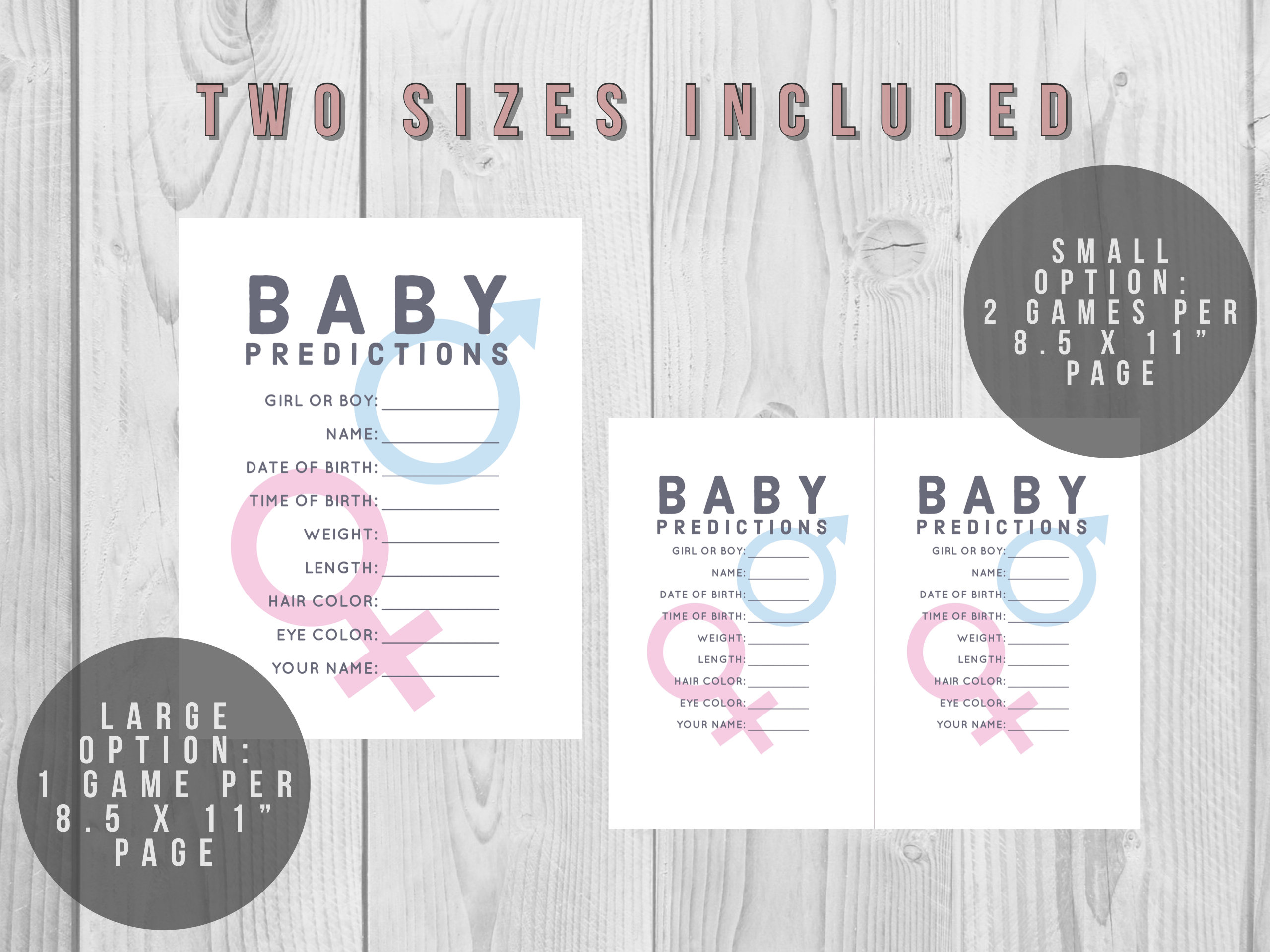 Gender Reveal Guess Game, Baby Prediction Cards, Gender Reveal Party ...