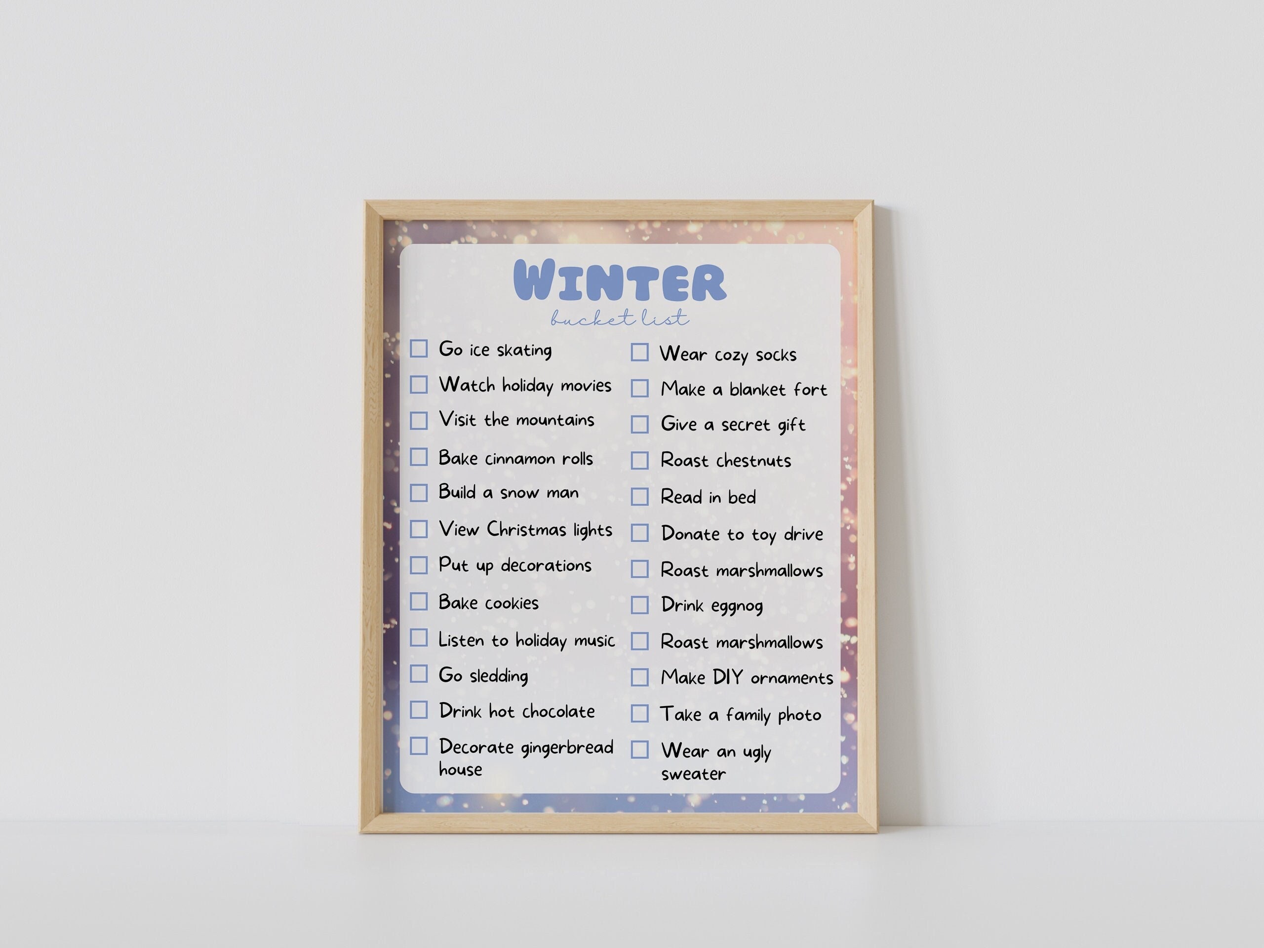 Winter Bucket List Template, Editable Christmas Bucket List, Christmas ...