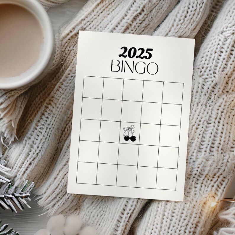 New Years Bingo Vision Board Cards, Minimalist 2025 Bingo, Printable ...