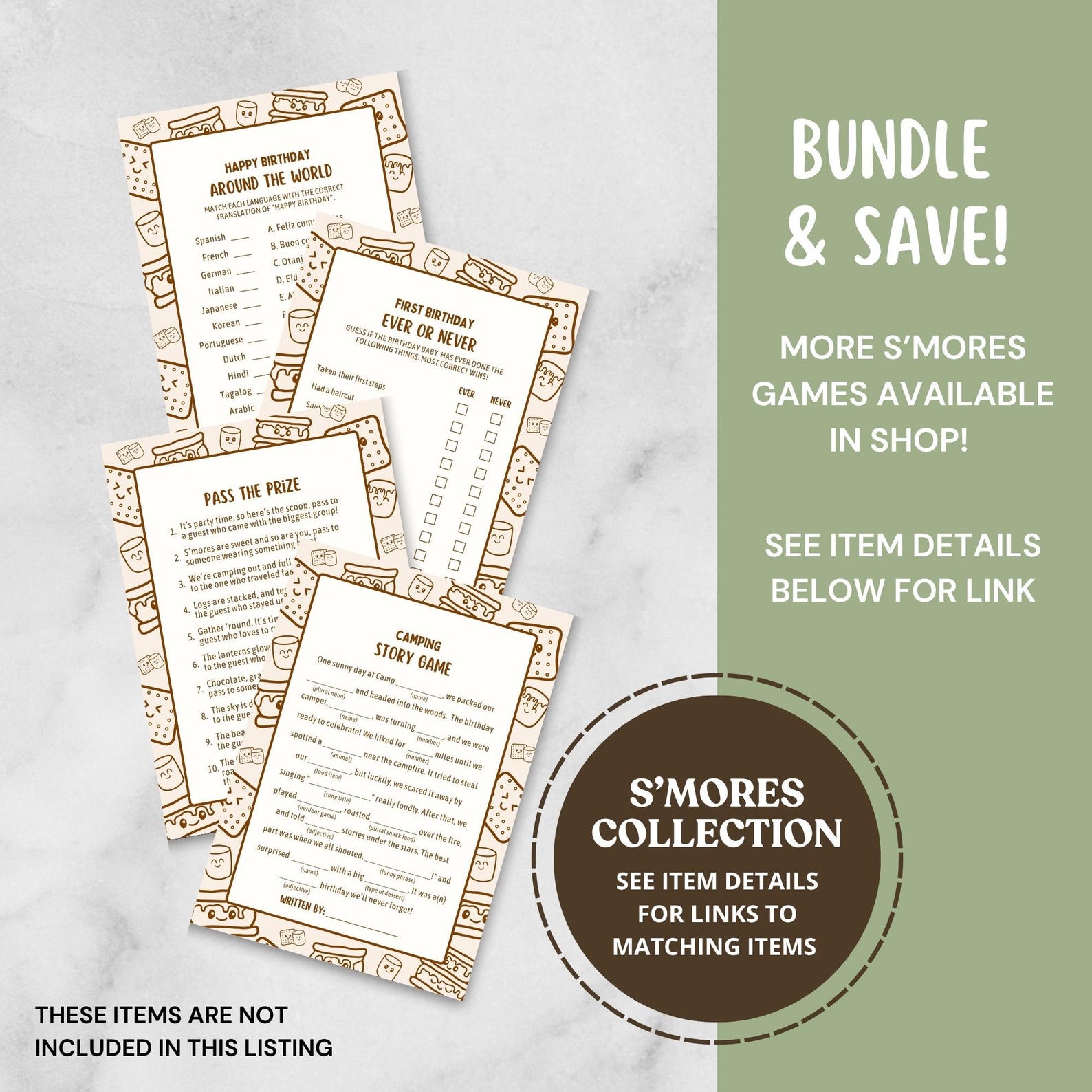 Smores Party Game, Editable Camping Categories Game, Campfire Baby ...