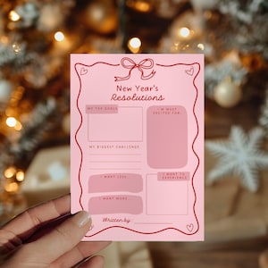 2025 Resolutions Card Template, Printable Coquette Goal Setting ...