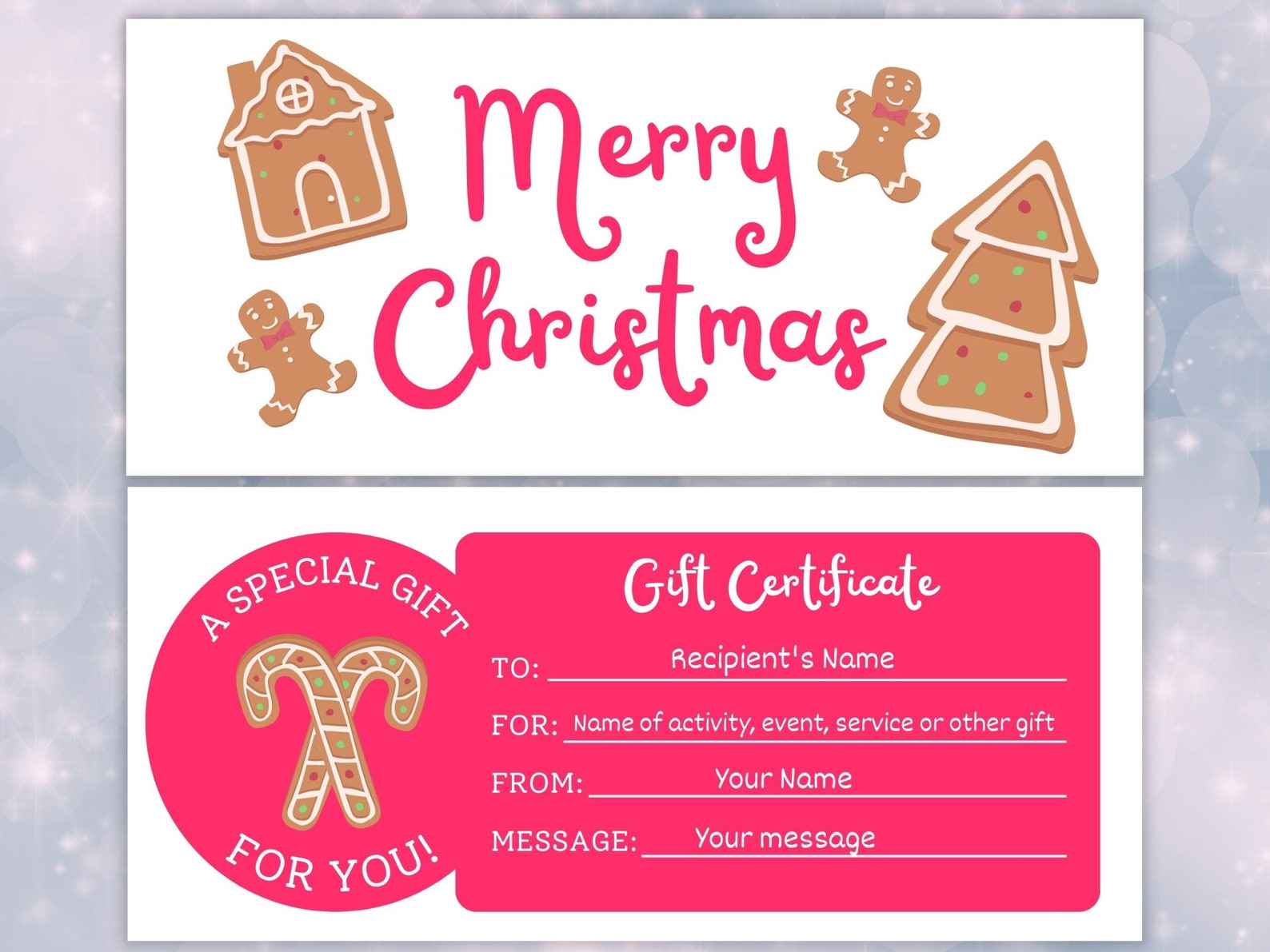 Holiday Gift Certificate Template, Christmas Gift Coupon, Editable ...