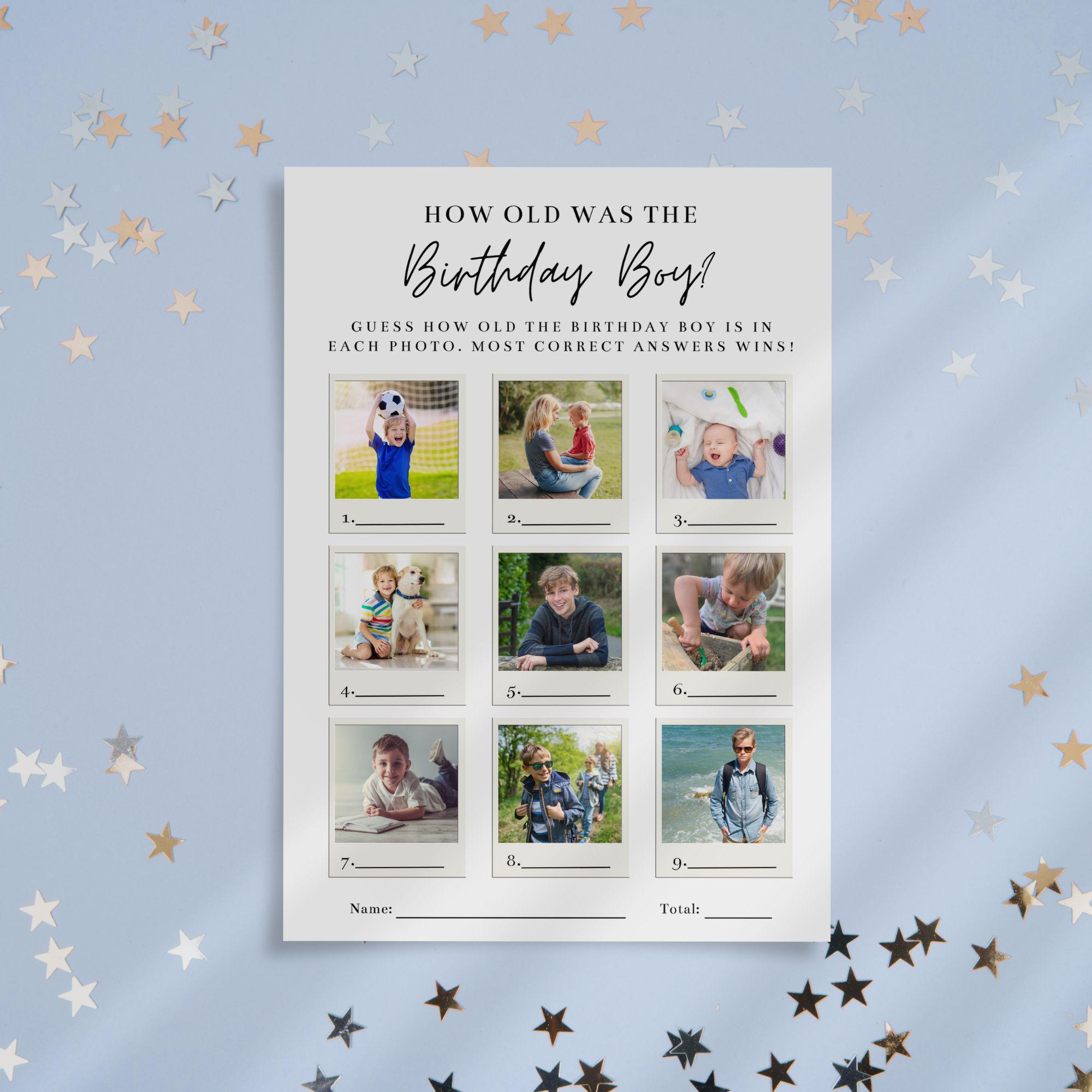 Birthday Boy Guessing Game, Editable Party Games for Him, Printable ...