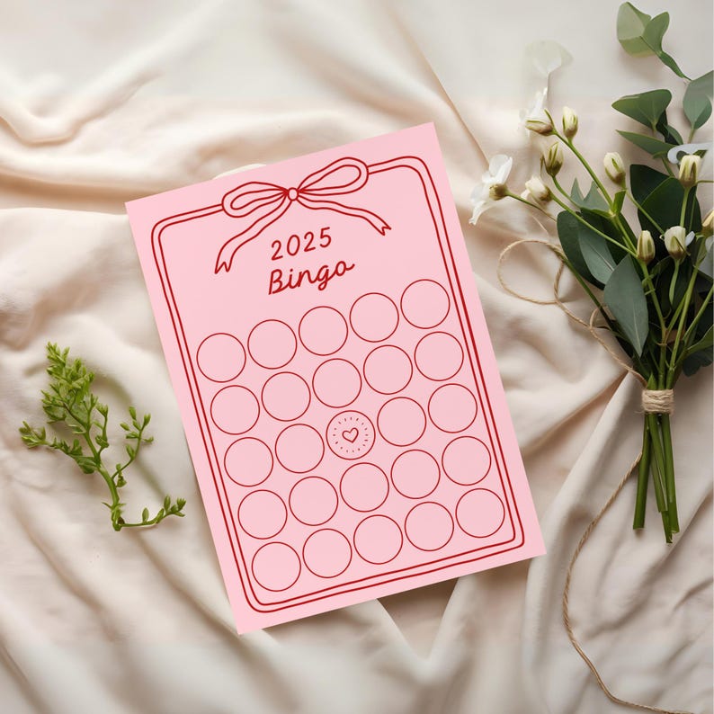 New Years Bingo Card, 2025 Vision Board Bingo Template, Coquette NYE ...