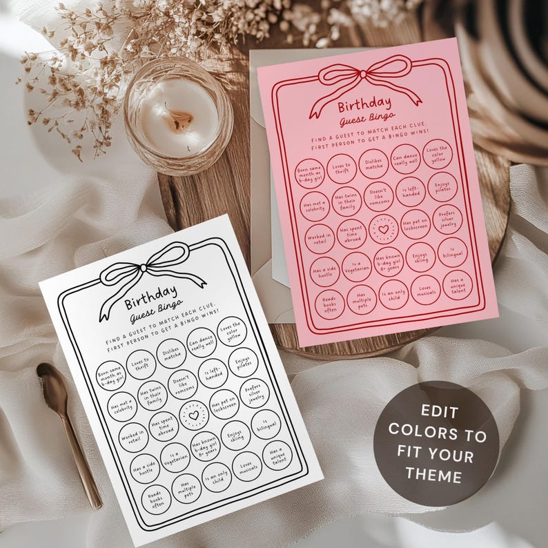 Coquette Birthday Games Bundle, Printable Womens Party Games, Editable ...