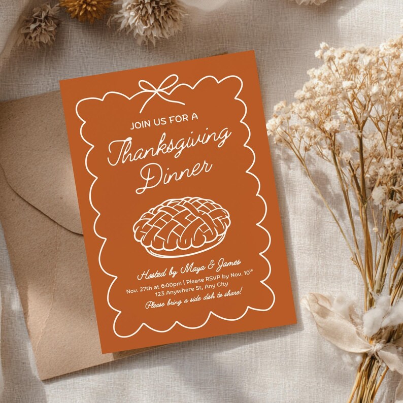 Thanksgiving Dinner Invitation, Editable Thanksgiving Invite With Hand ...