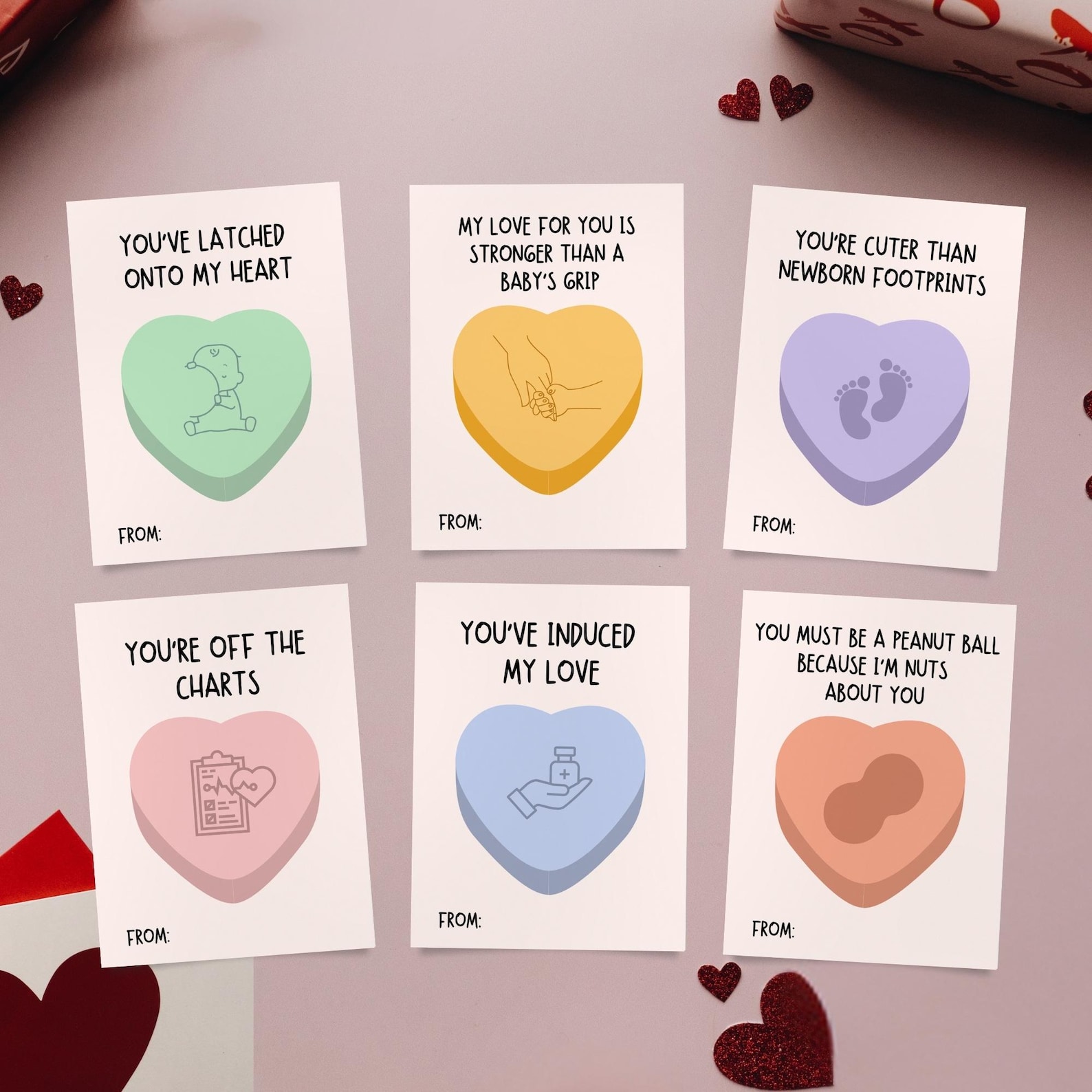 Labor Nurse Valentine Cards, Printable OBGYN Valentines, Baby Delivery ...