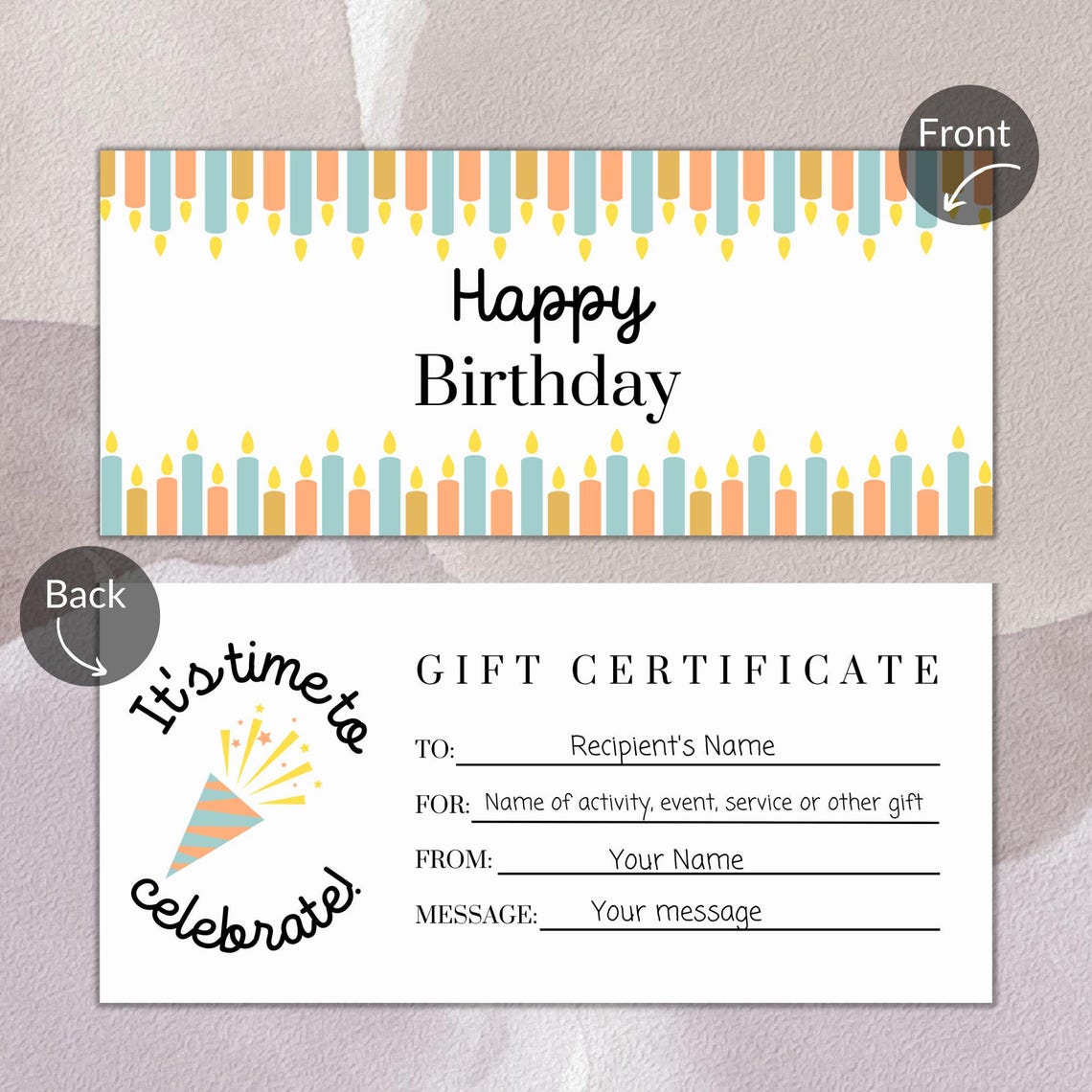 Editable Birthday Coupon Template - Printable "happy Birthday" Gift ...