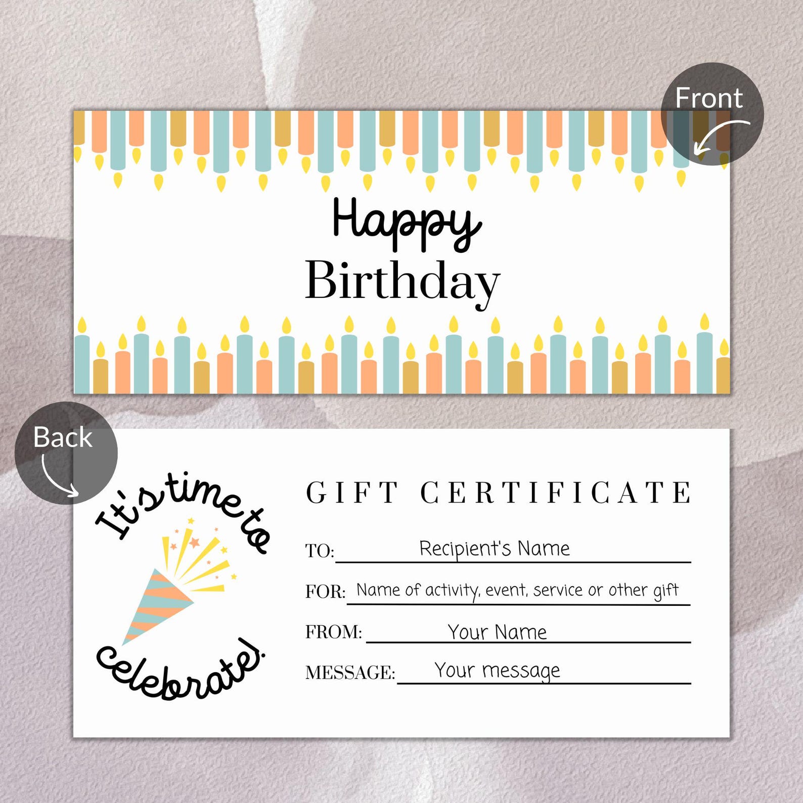 Editable Birthday Coupon Template - Printable "happy Birthday" Gift ...