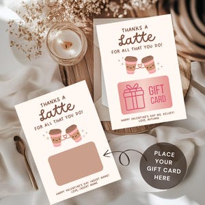 Valentine Coffee Gift Card Holder, Printable Teacher Gift Tag, Thanks a ...