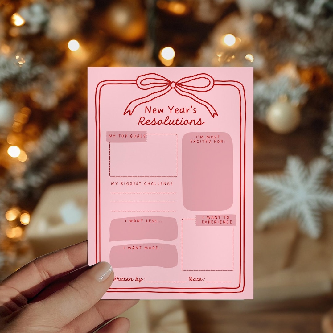 New Years Resolution Card, 2025 Goal Setting Activity, Printable Vision ...