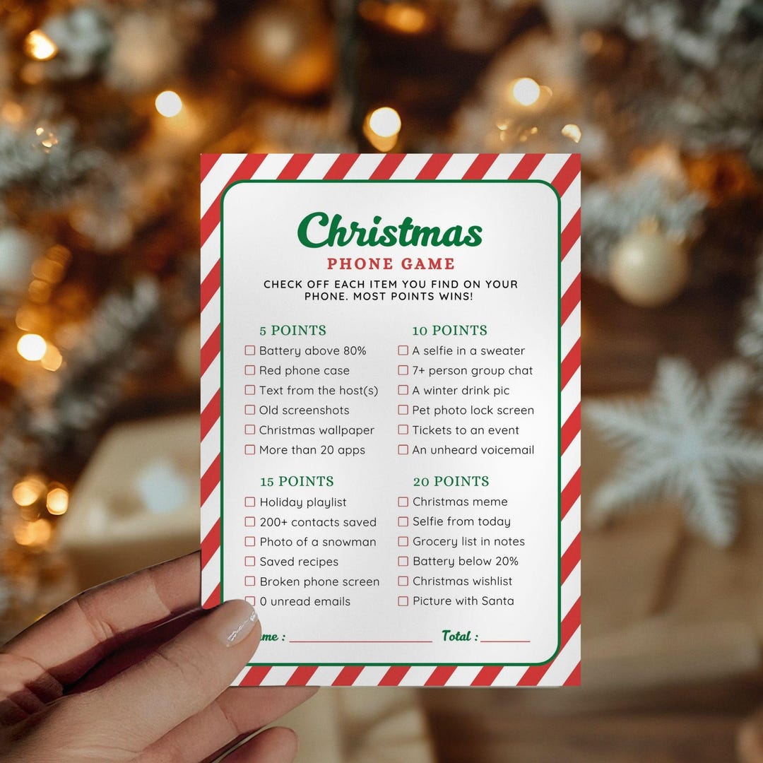 Christmas Phone Game, Printable What’s on Your Phone Holiday Party Game ...