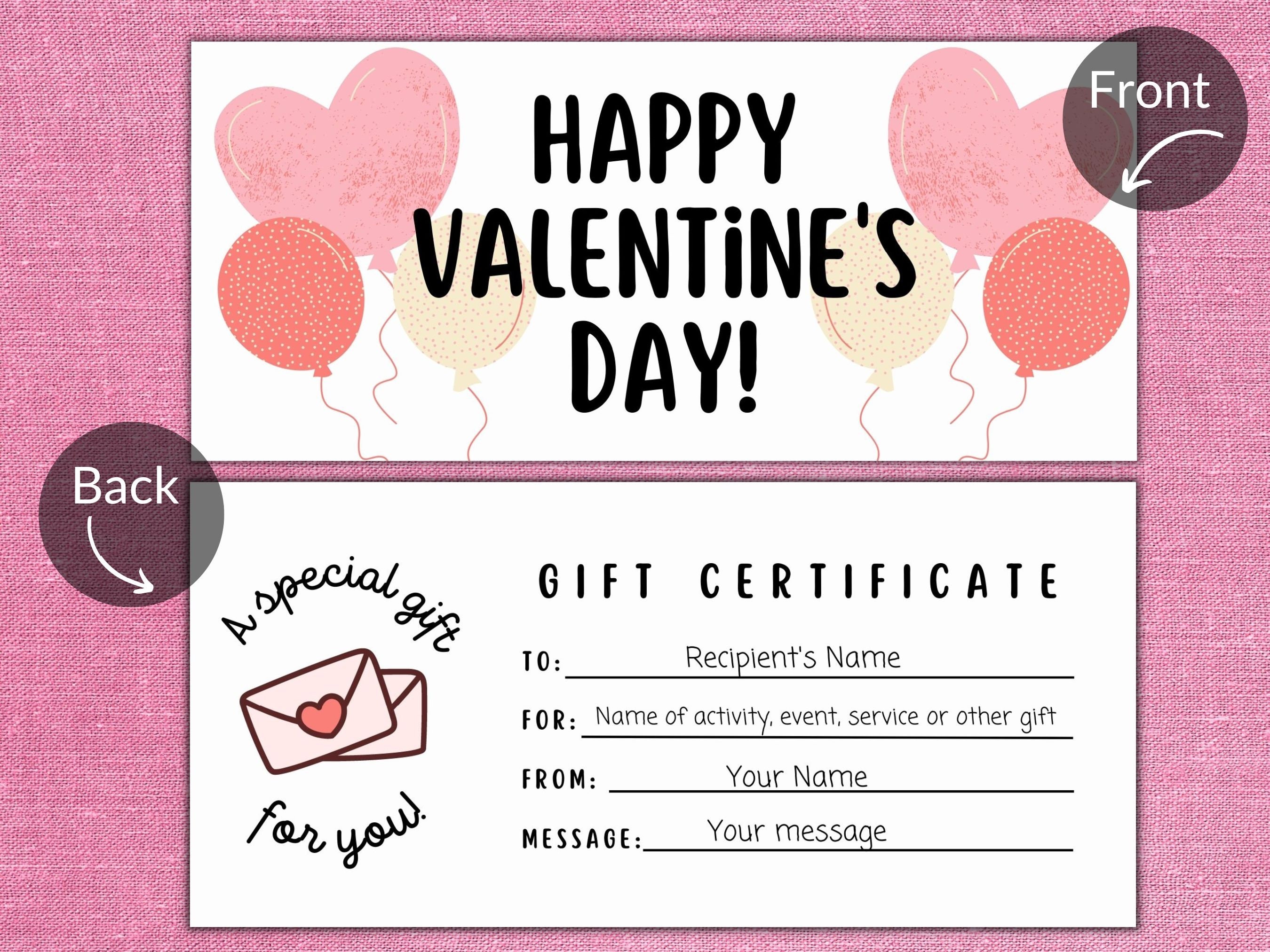 Valentines Gift Certificate Template, Valentine Coupons, Galentines Day ...